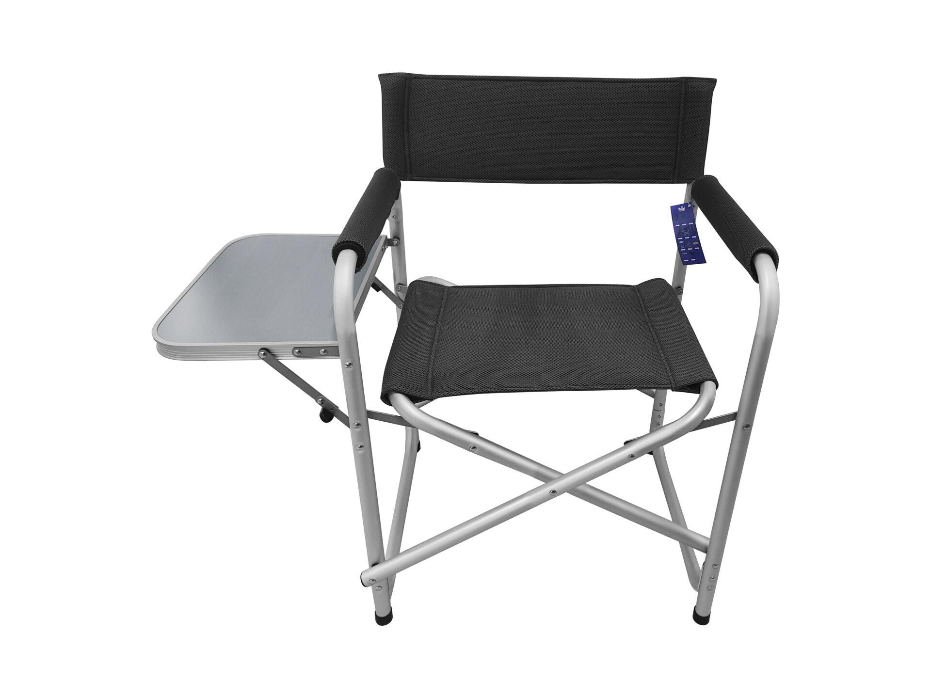 Aluminium folding directors chair with side table store